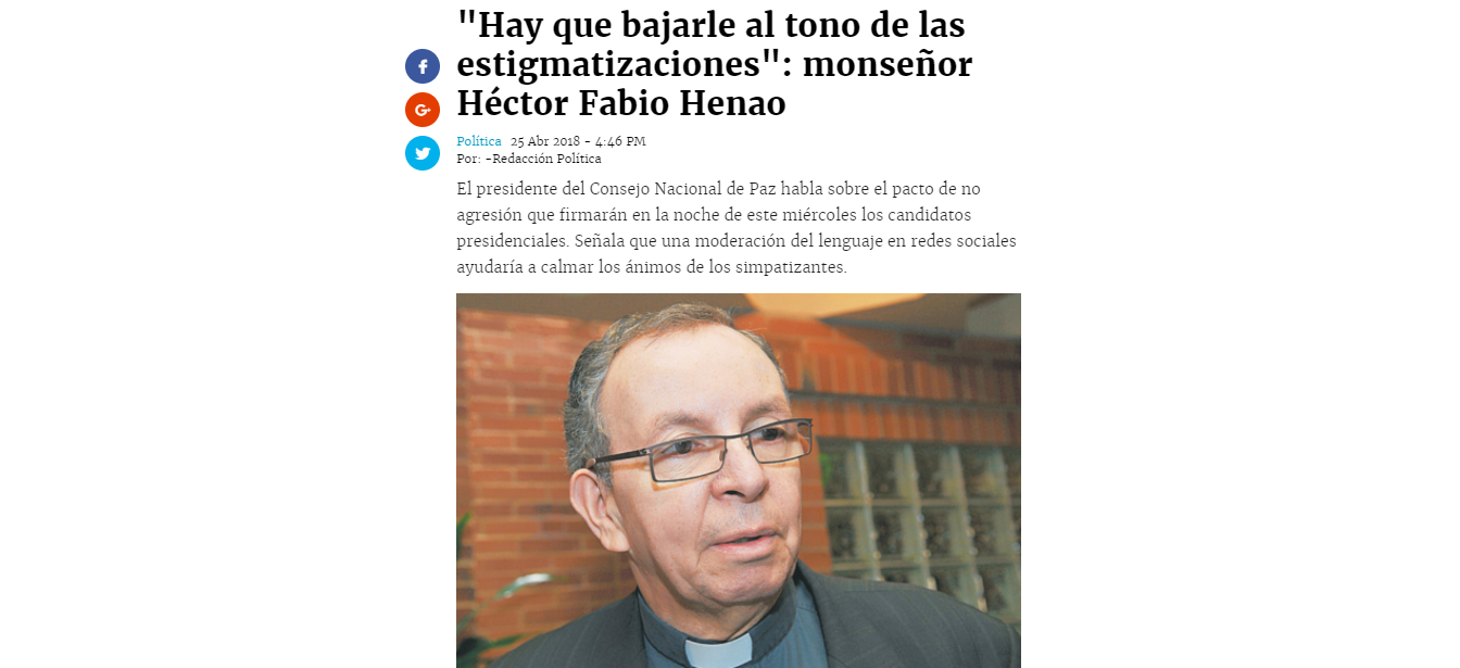 "Hay que bajarle al tono de las estigmatizaciones": monseñor Héctor ...